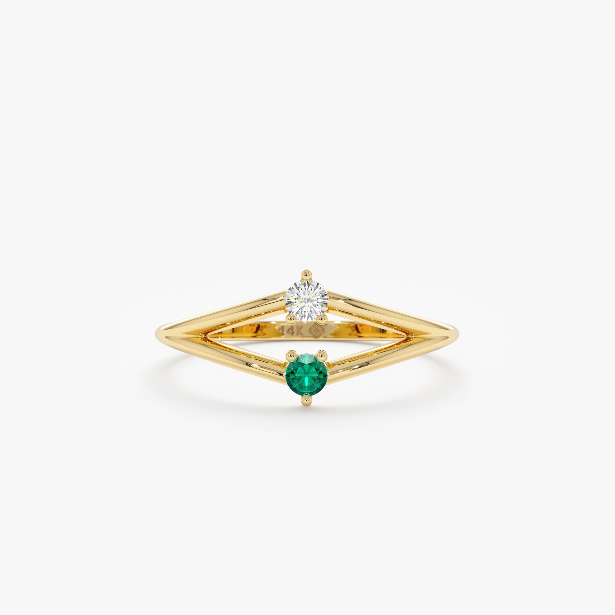 Natural Diamond and Emerald Ring In Solid Gold