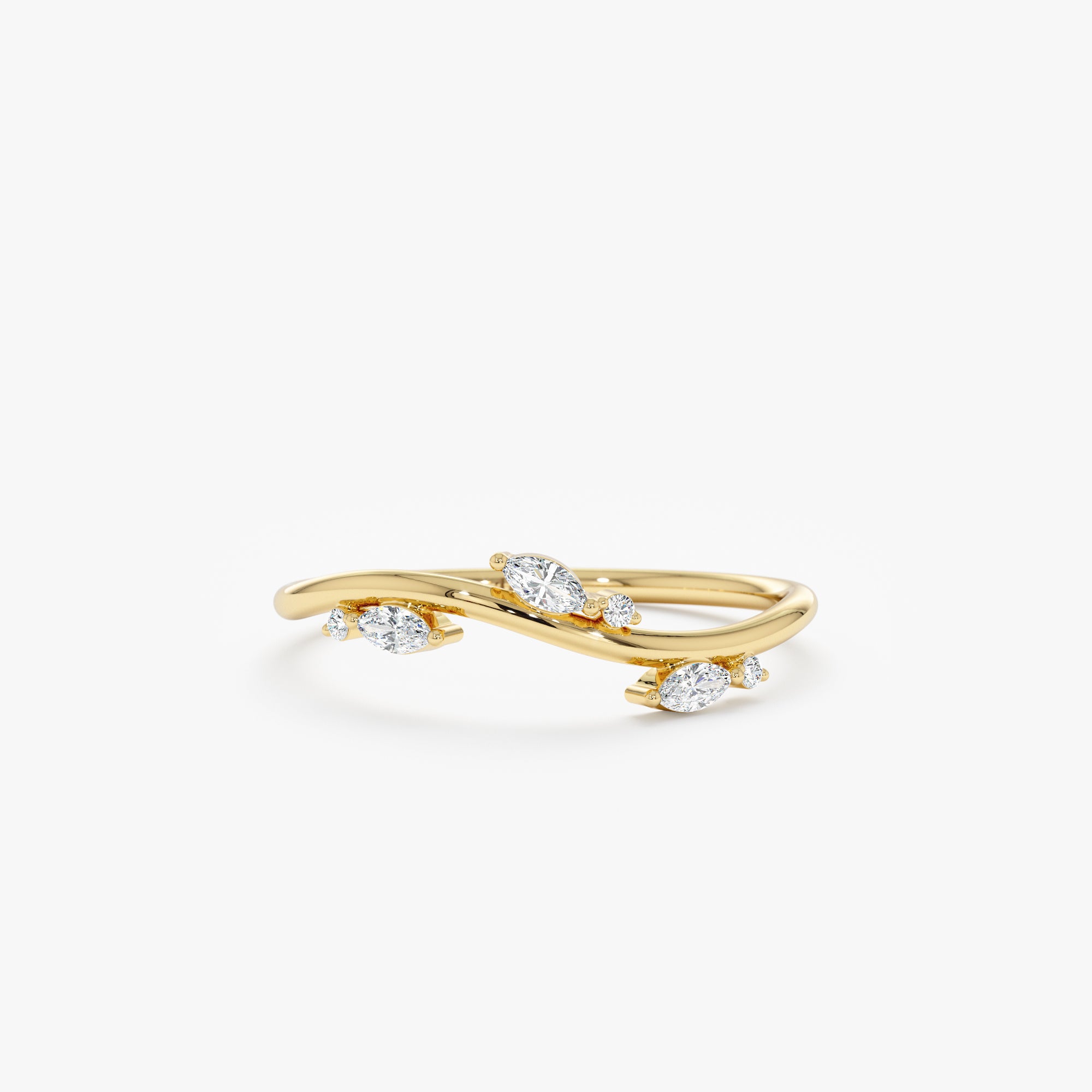 Solid Gold Diamond Wave Ring