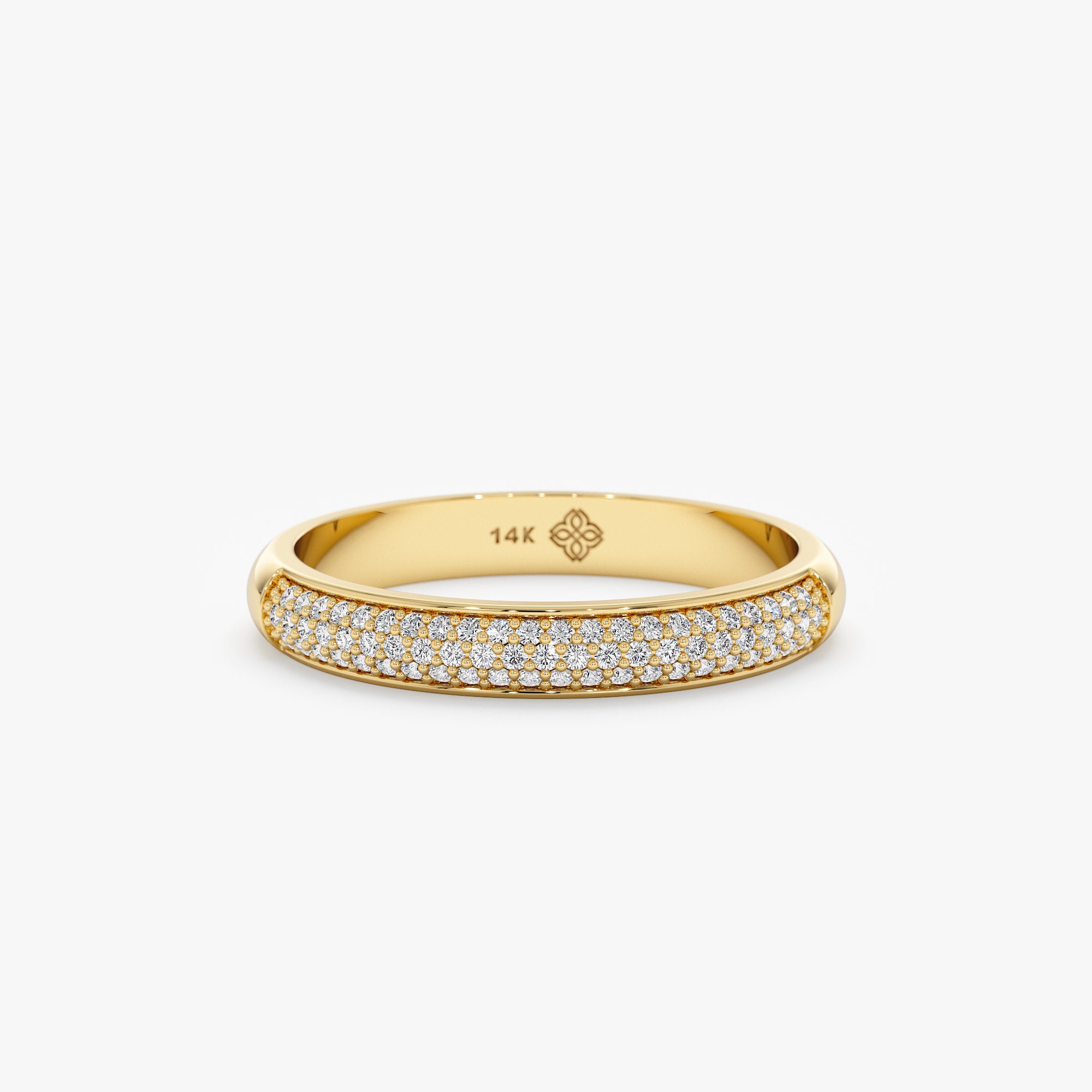 Natural Pave Diamond Solid Gold Dome Ring