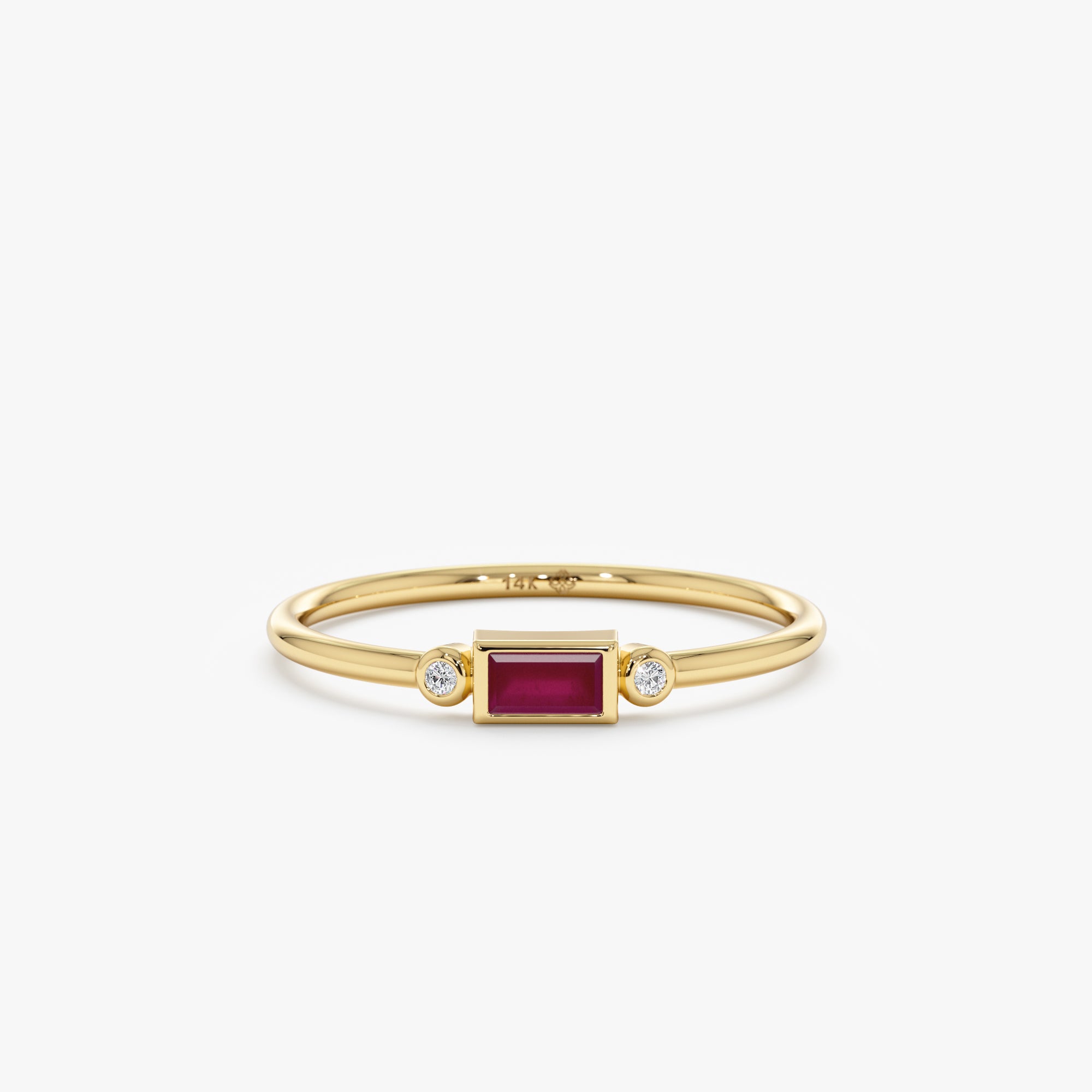 Natural Ruby Diamond Ring in Solid Gold 18K Yellow Gold 8 1 2 US