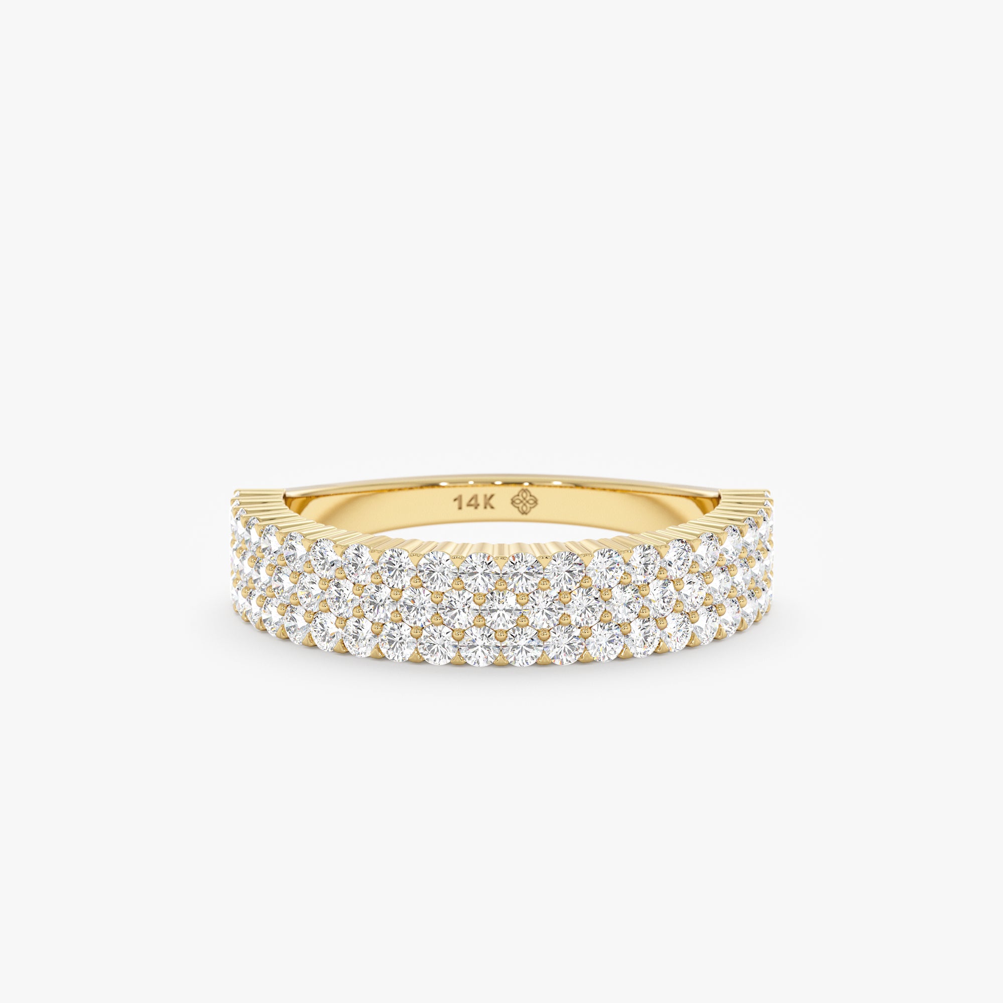 Natural Diamond Wide Ring In Solid Gold