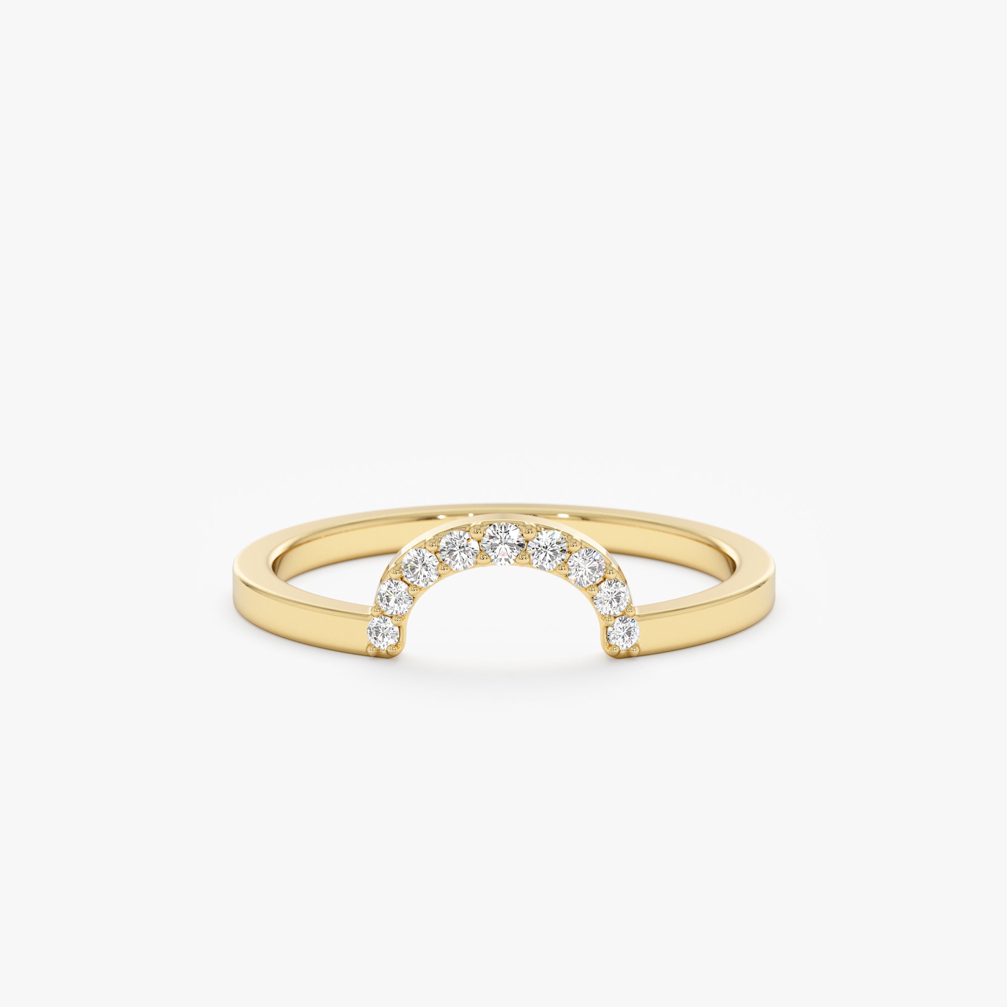 Diamond Curved Nesting Ring in Solid Gold