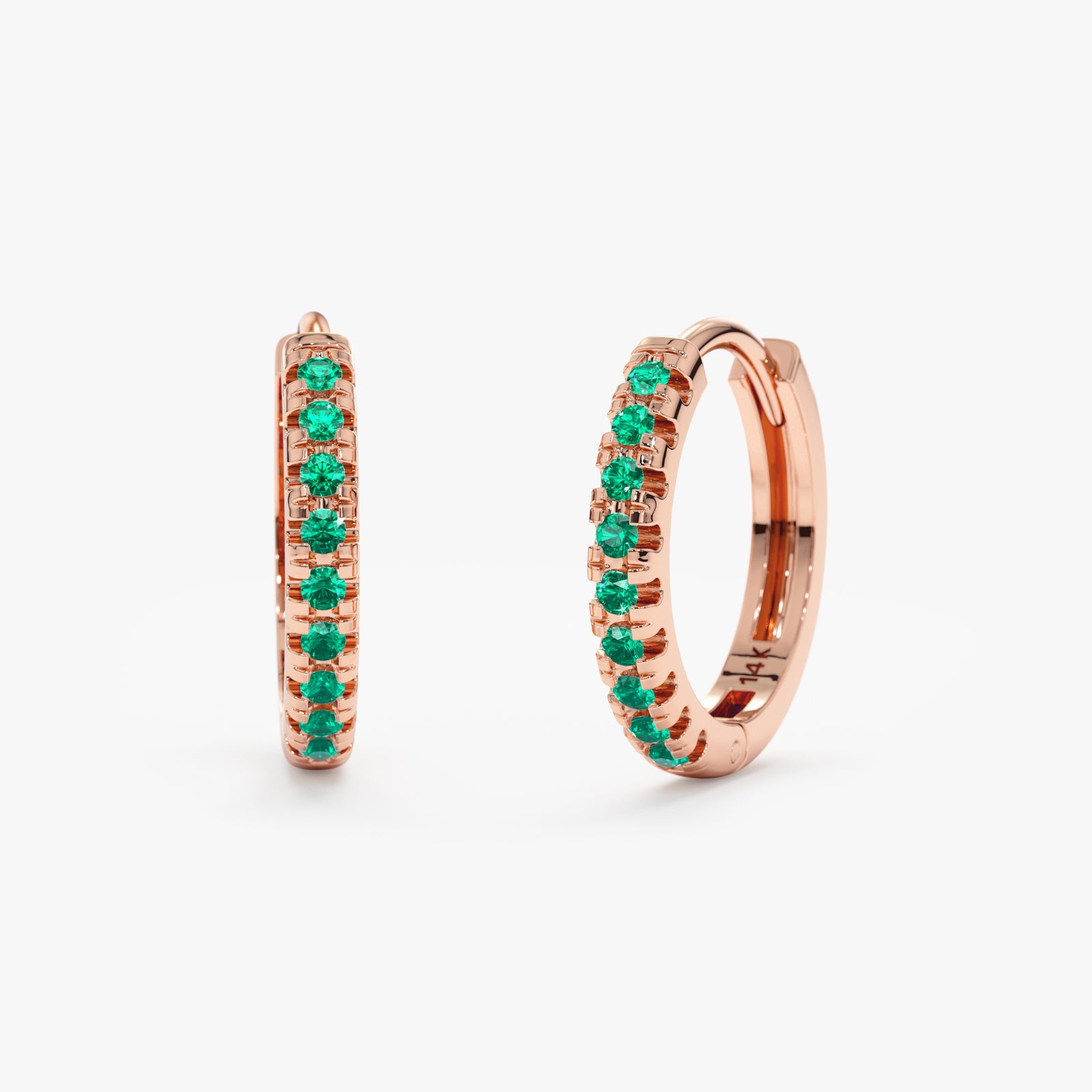 Effy Women s 14K White Gold Emerald Huggie Hoop Earrings