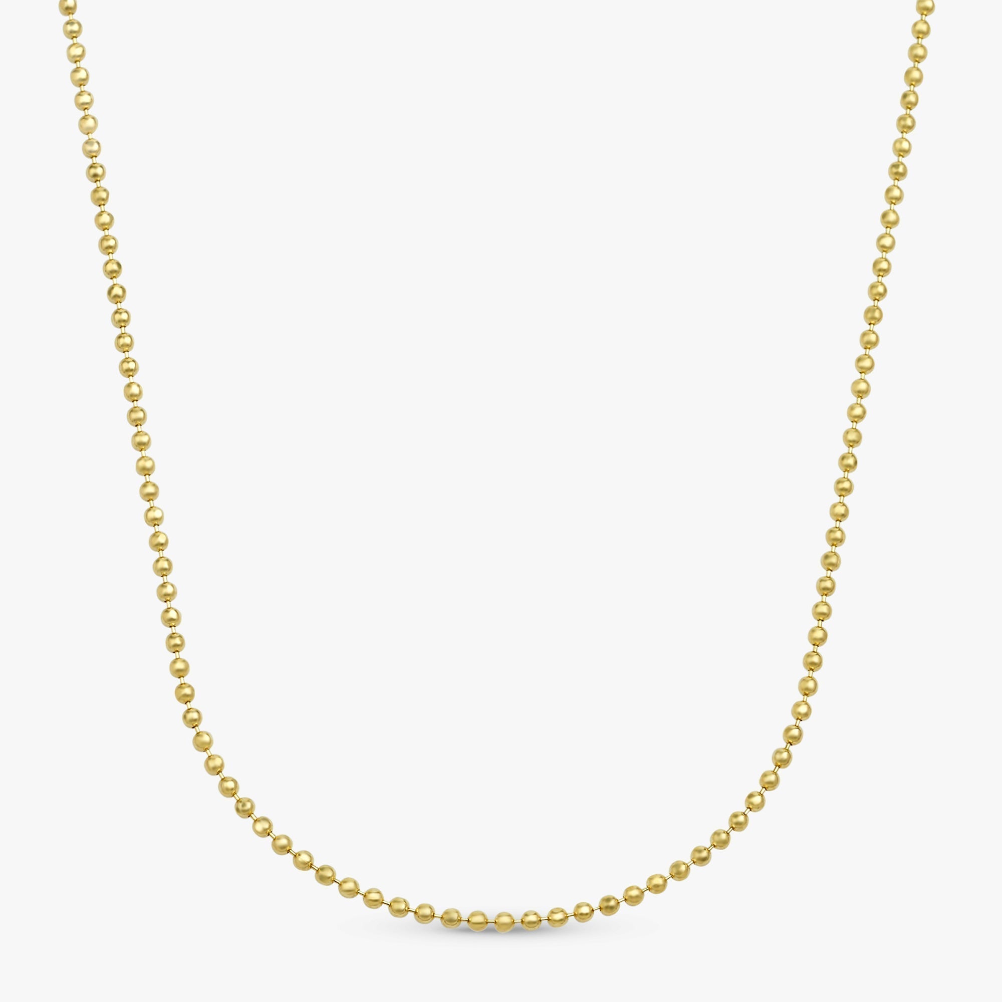 Handmade In 14k Solid Gold Bead Ball Chain Necklace, 3 Sizes