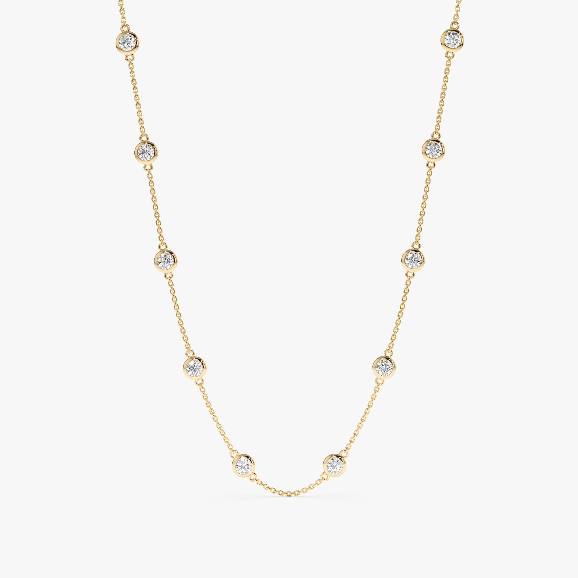 Multi Diamond By The Yard Solid Gold Necklace | Handmade Jewelry