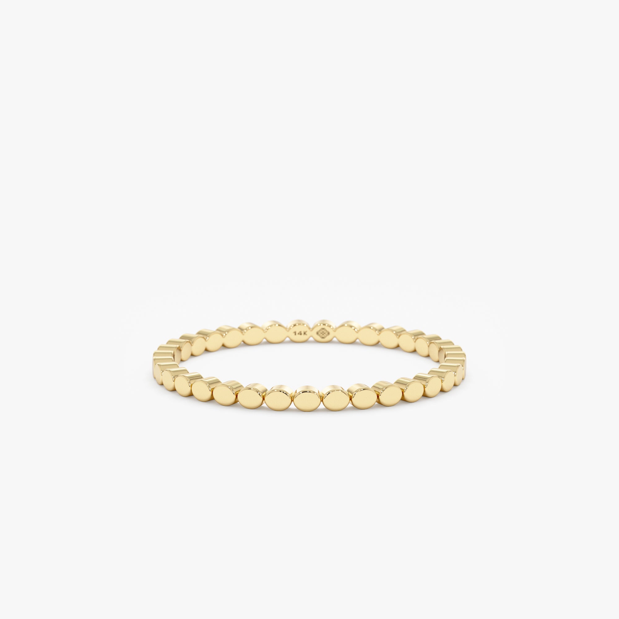 Solid Gold Flat Bead Wedding Ring