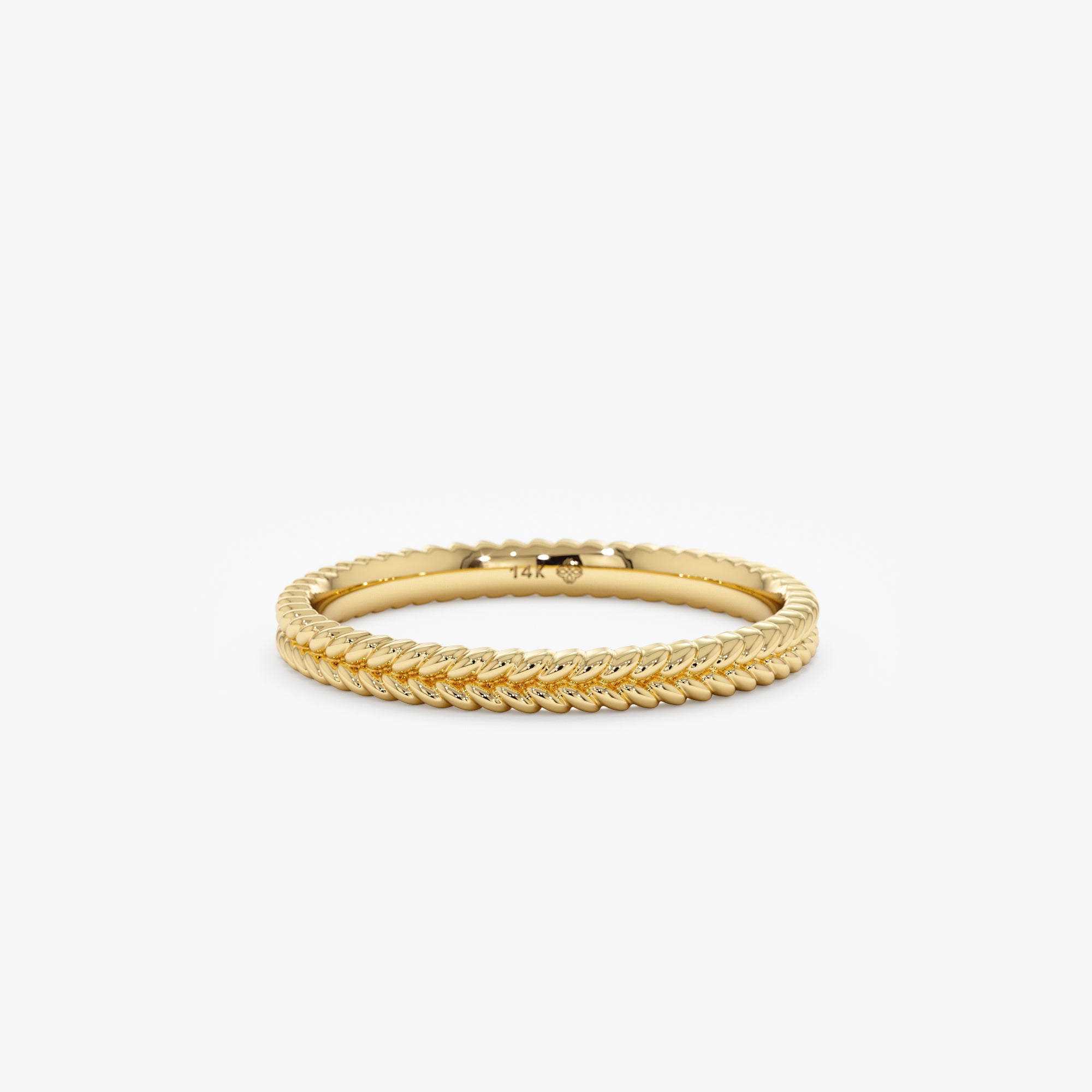 Solid 14k or 18k Gold Braided Rope Minimalistic Wedding Band