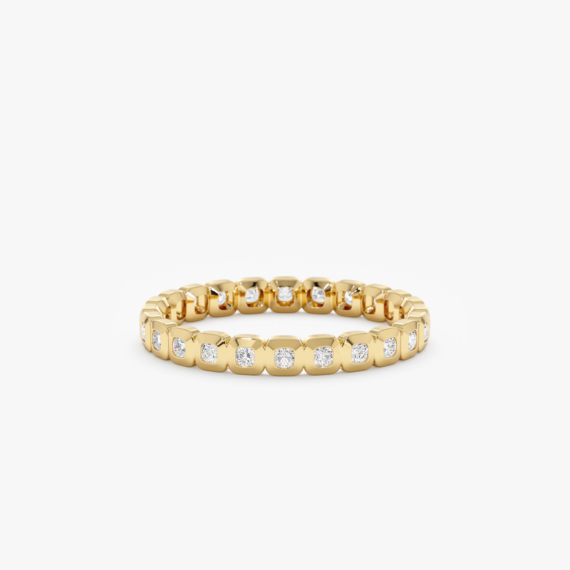 Solid Gold Octagon Diamond Wedding Band