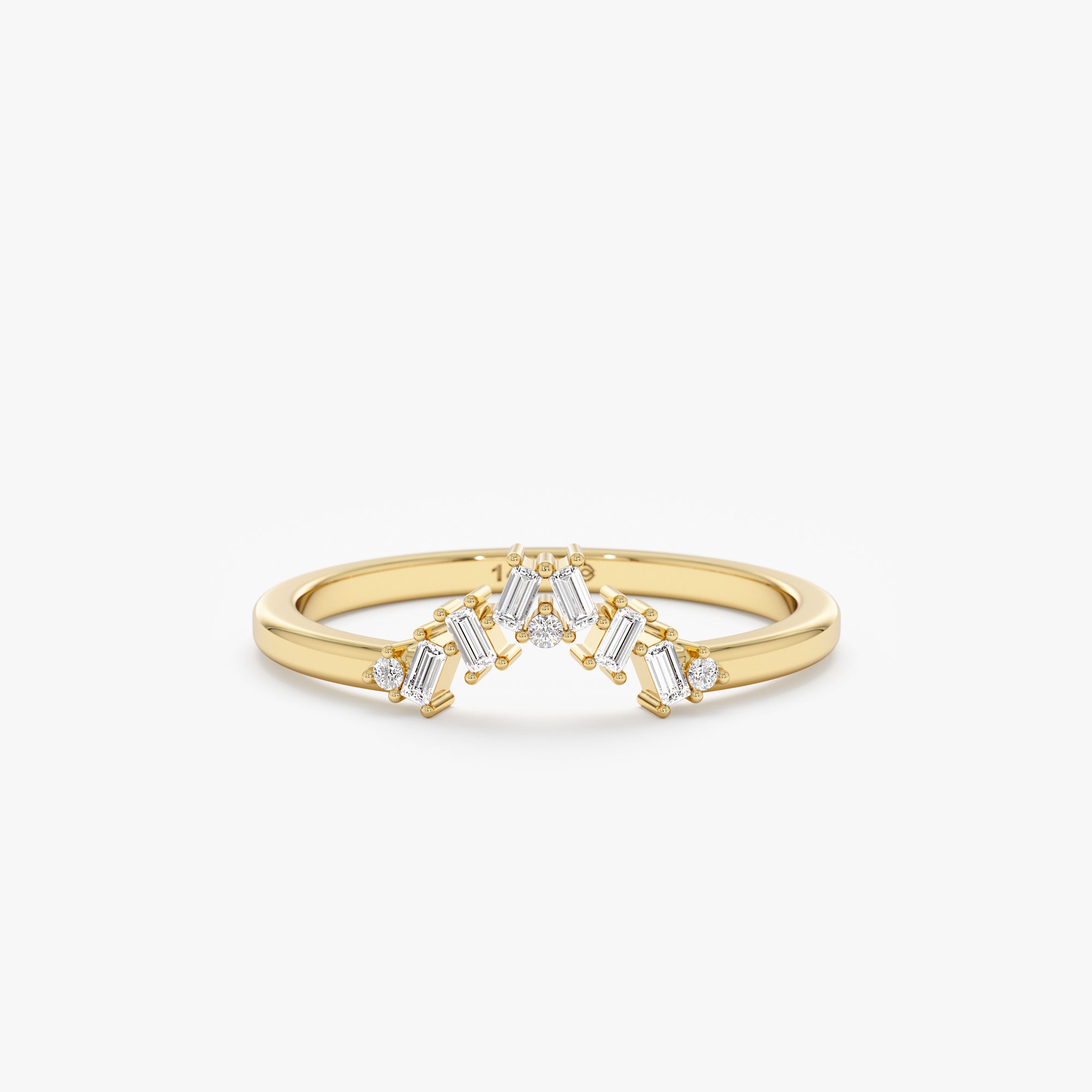 Brilliant Cut Natural White Diamond Nesting Ring, Solid Gold