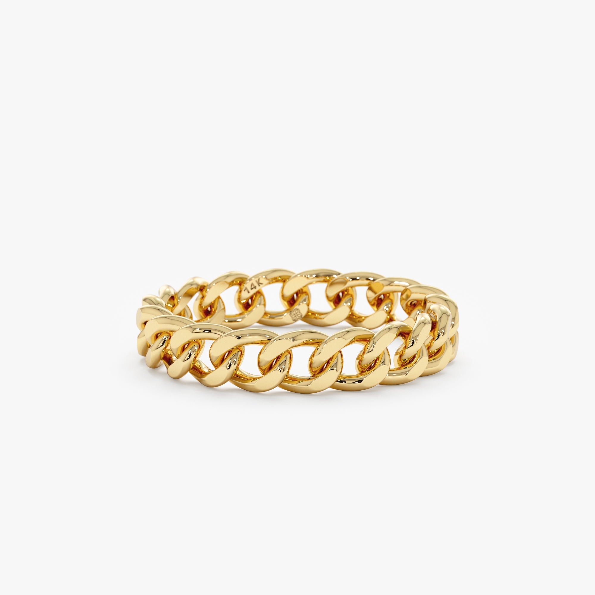 Solid Gold Miami Cuban Link Chain Ring - 14k