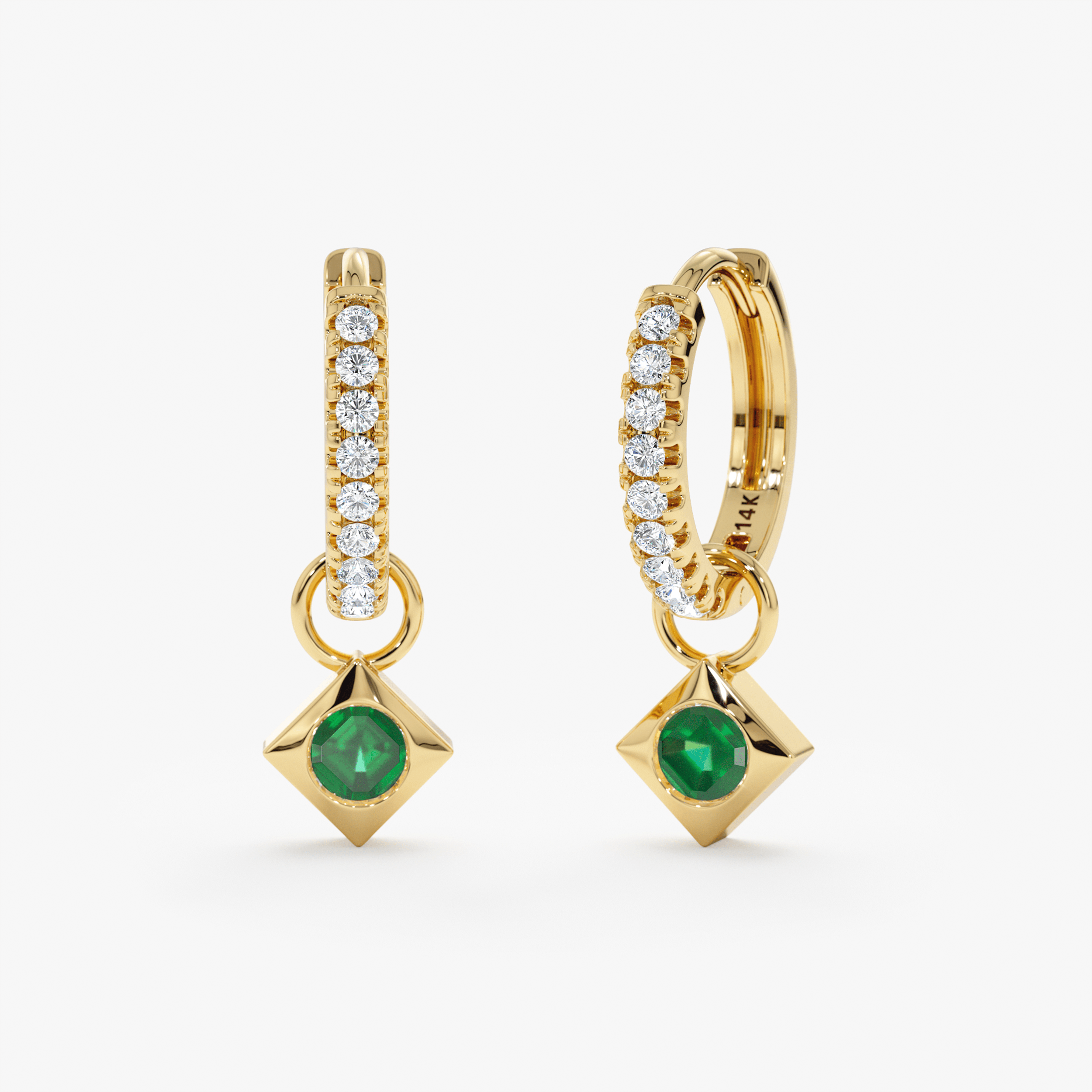 Diamond Huggies & Natural Gemstone Charms | Handmade Jewelry