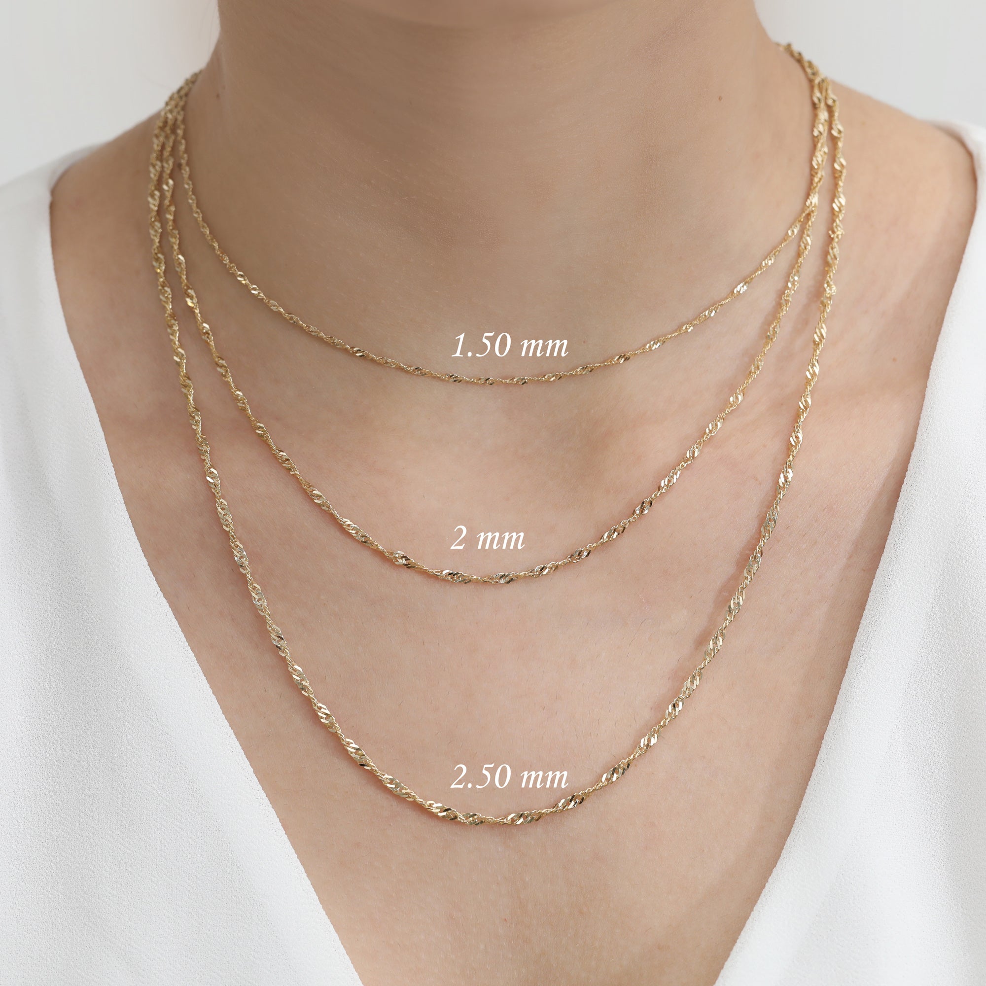 Solid Gold Singapore Chain Necklace | Handmade Jewelry