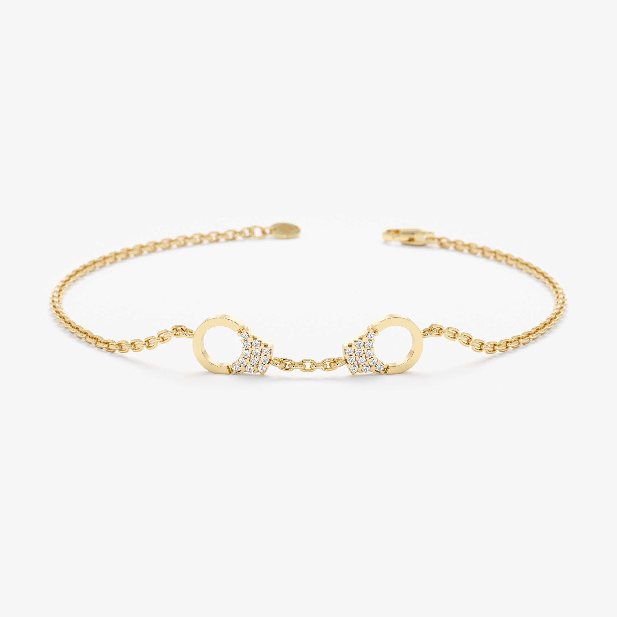 Natural Diamond Solid Gold Handcuff Bracelet | Handcrafted Jewelry