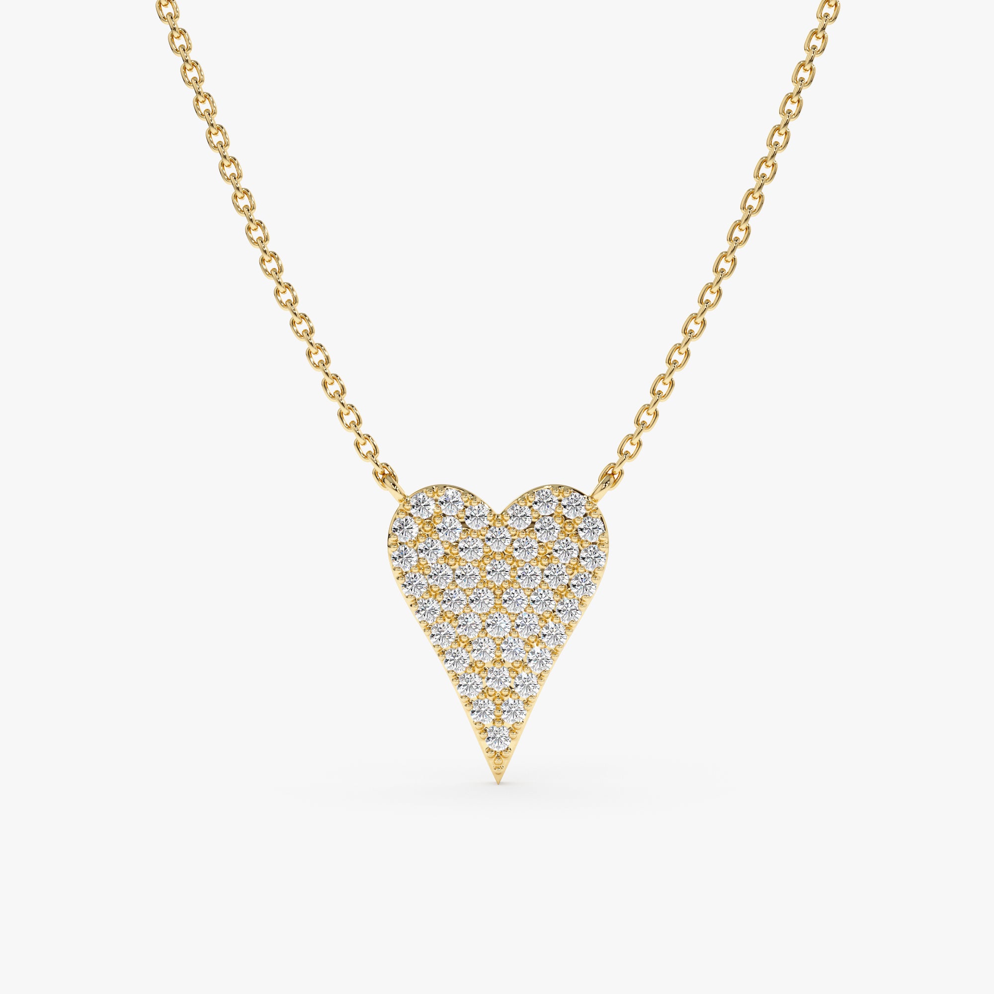 Large Elongated Pave Diamond Heart Necklace | Sarah Elise Jewelry