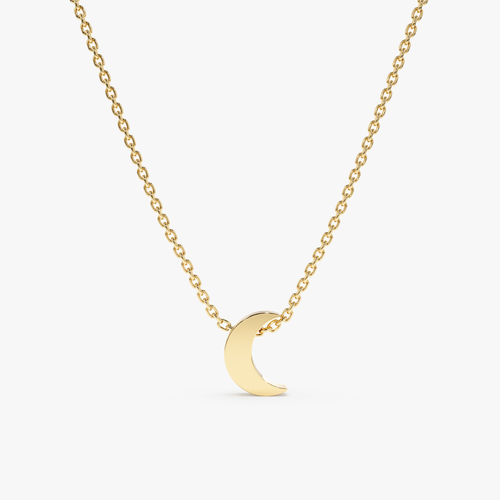 Mini Plain Gold Moon Pendant Necklace | Sarah Elise Jewelry