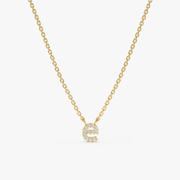 Diamond Lowercase Initial Necklace in Gold Sarah Elise Jewelry 14K Rose Gold 15.5 Inches