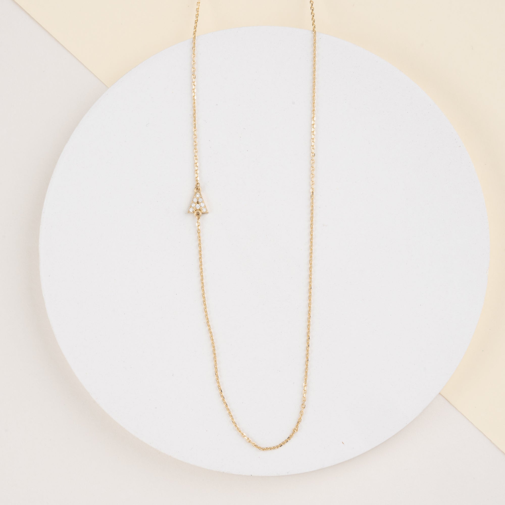 Solid Gold Side Initial Diamond Necklace | Handmade Jewelry