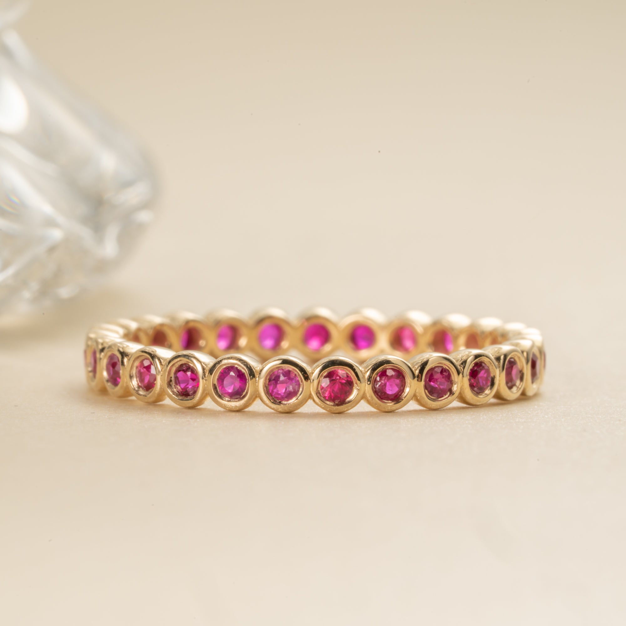 Gold Ruby Eternity Ring - Bezel Set Handmade | Sarah Elise Jewelry