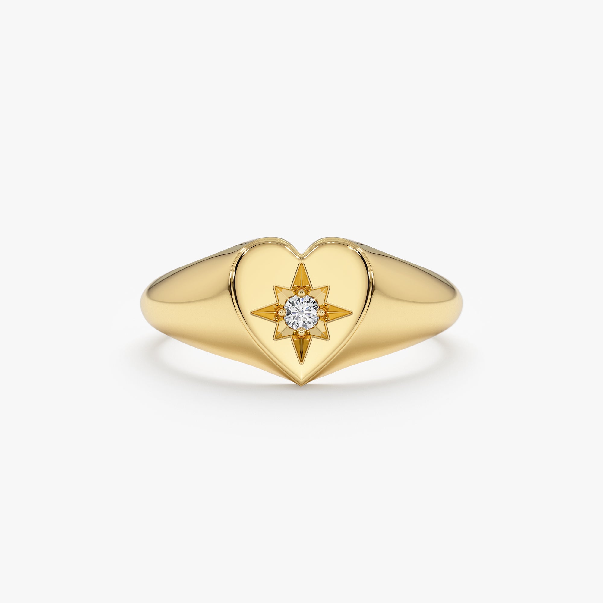 Starburst In Heart Diamond Pinky Ring