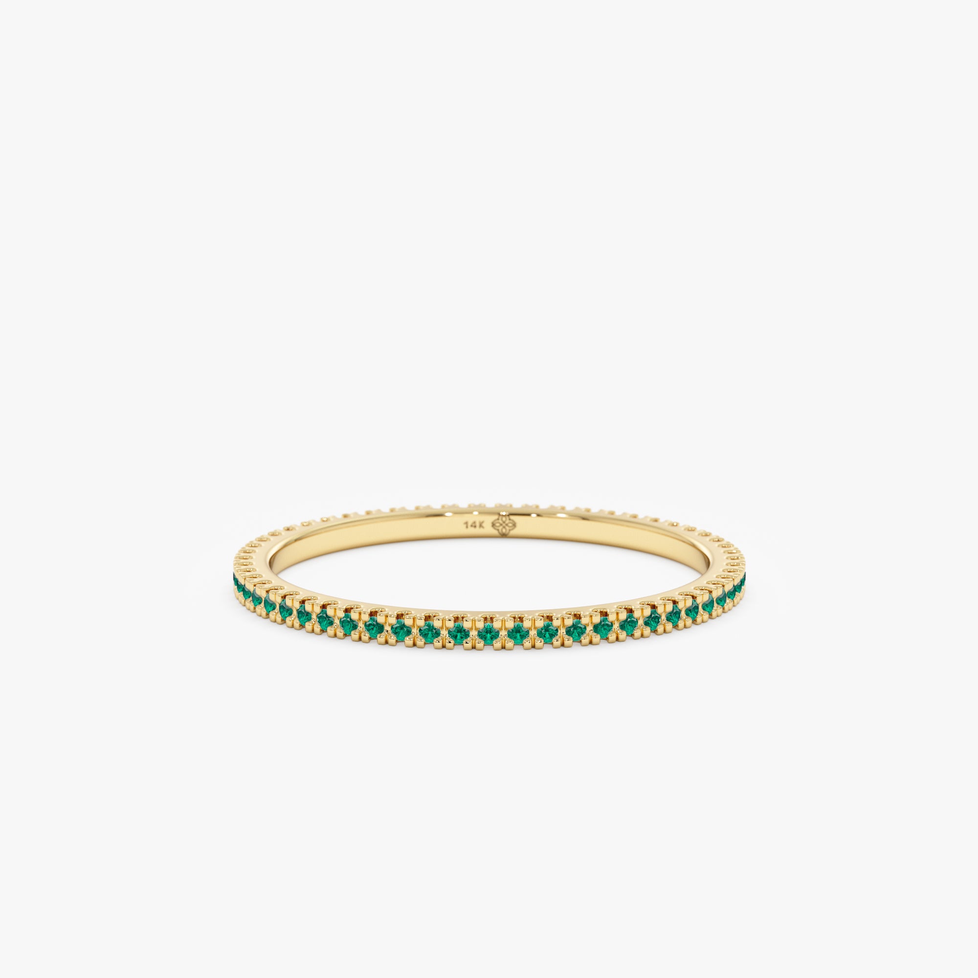 Solid Gold Natural Emerald Eternity Band