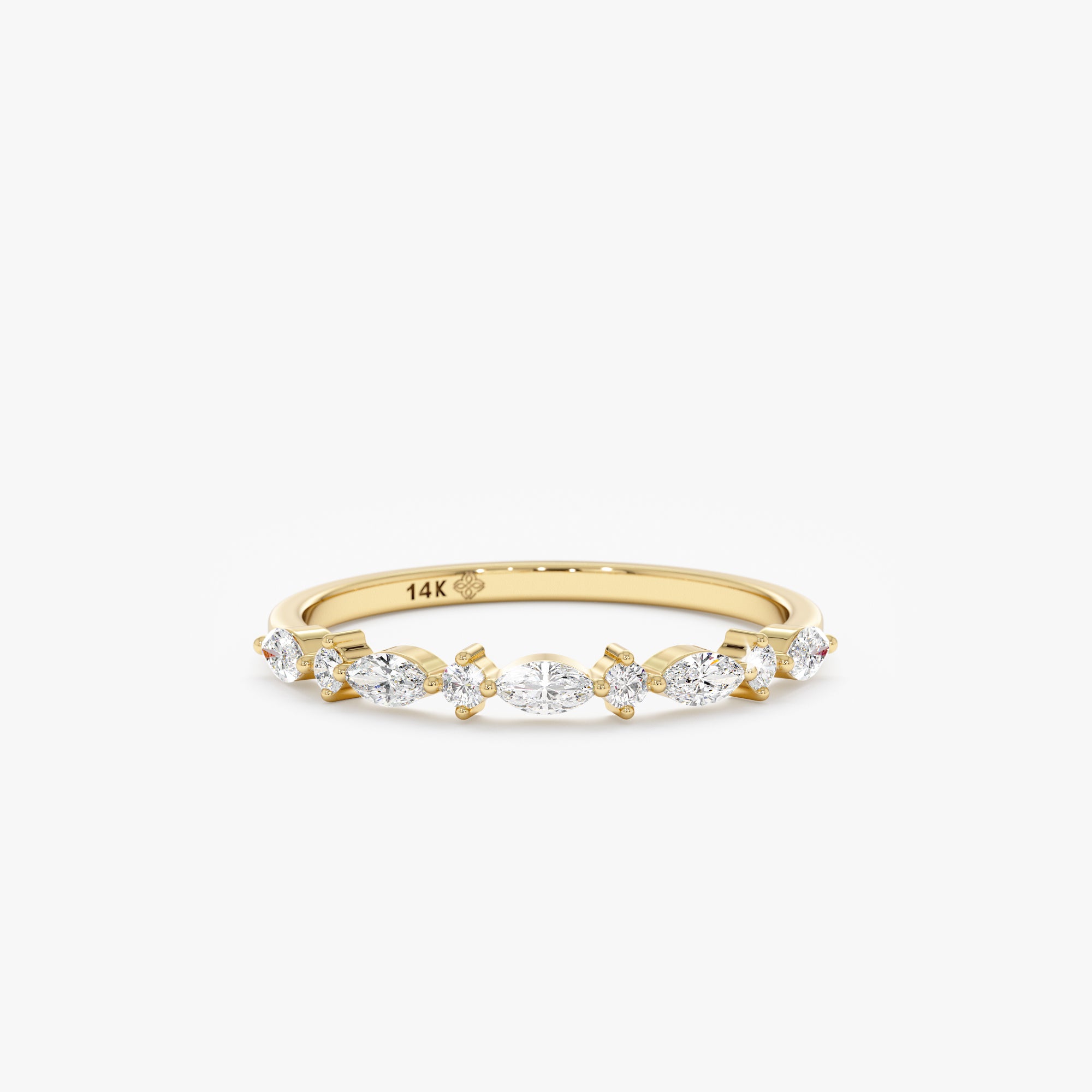 Natural Diamond Solid Gold Petite Band