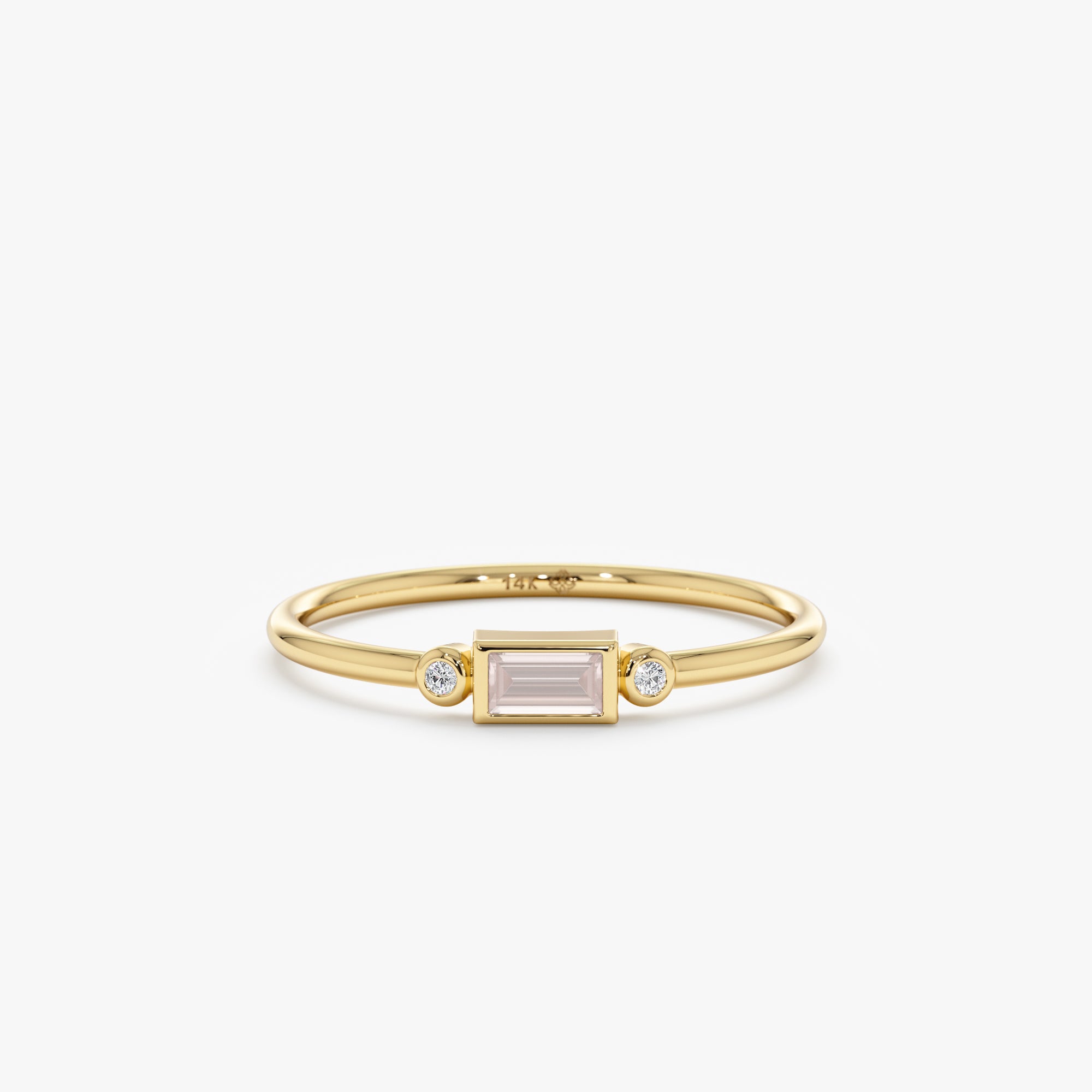 Solid Gold Natural Morganite and Diamond Ring