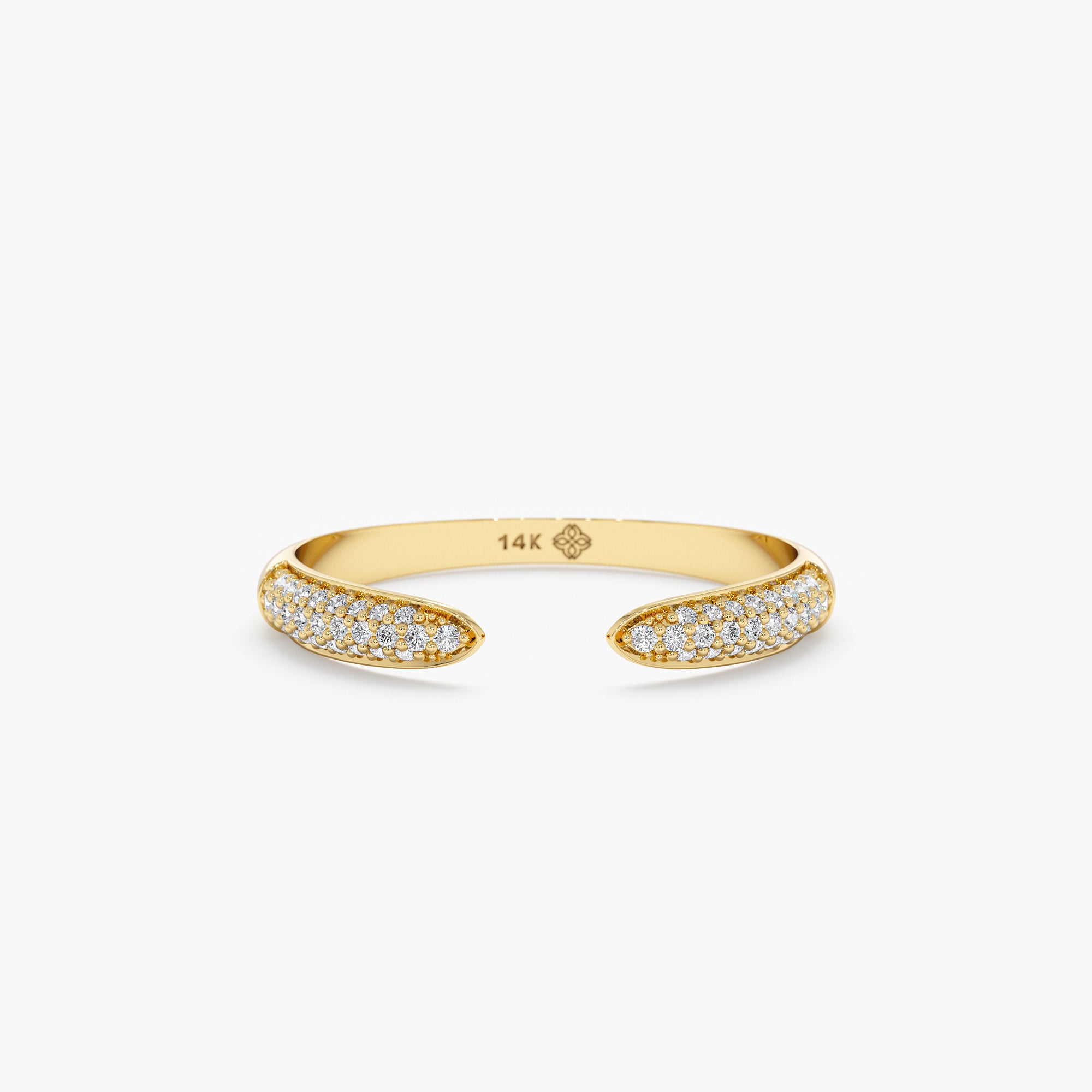Pave Diamond Claw Ring In Solid Gold