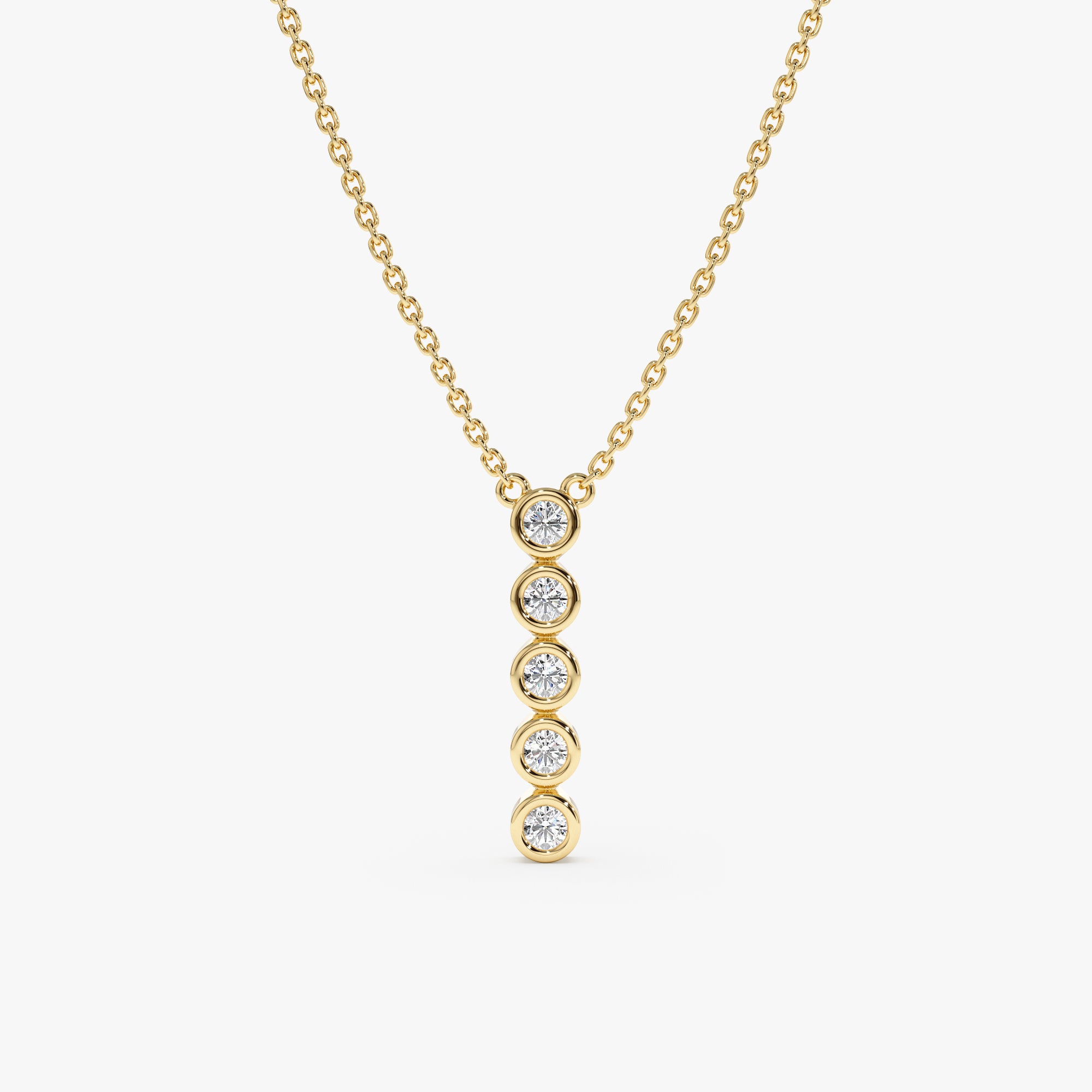 Vertical Diamond Bezel Bar Necklace | Handmade Jewelry