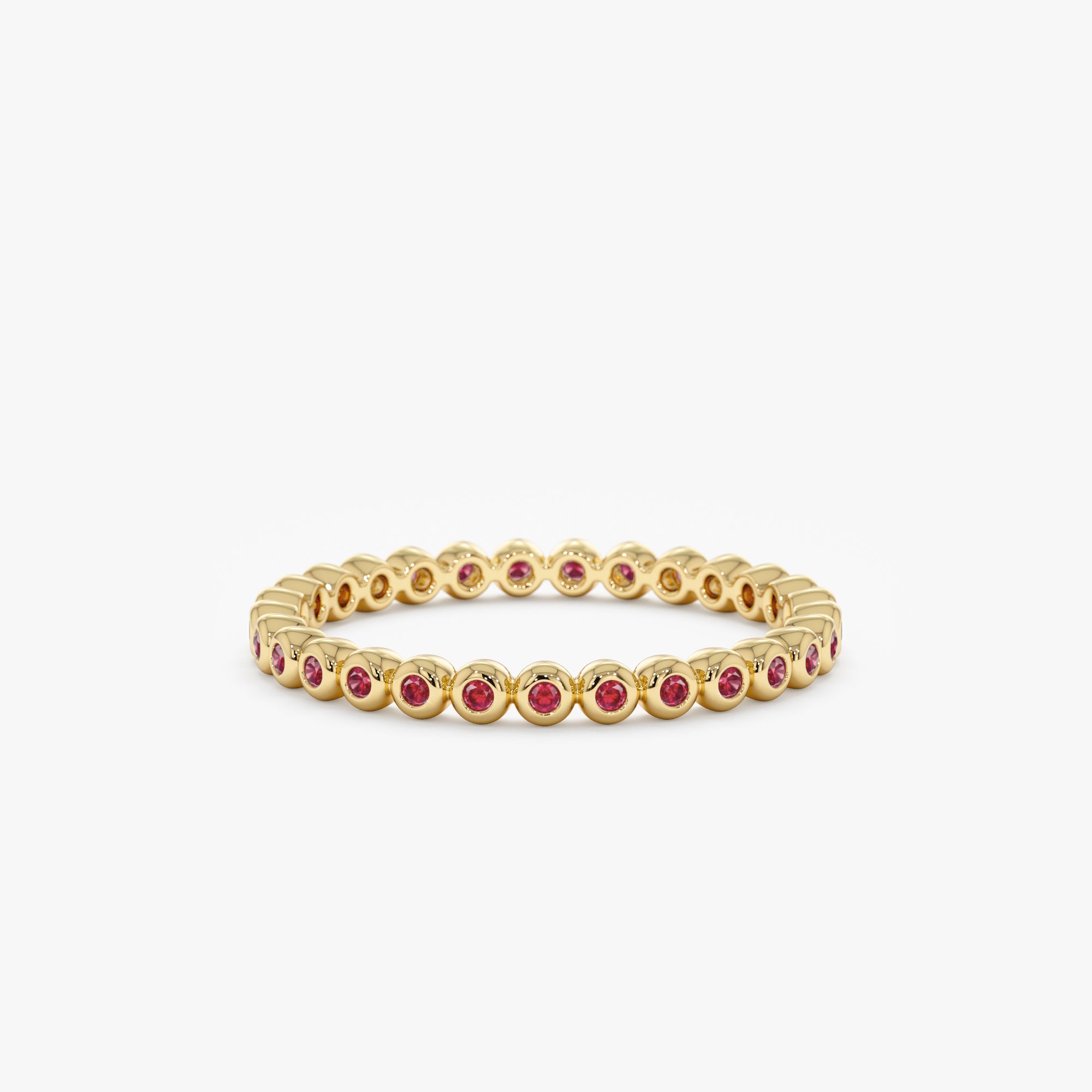 Gold Ruby Eternity Ring - Bezel Set Handmade | Sarah Elise Jewelry