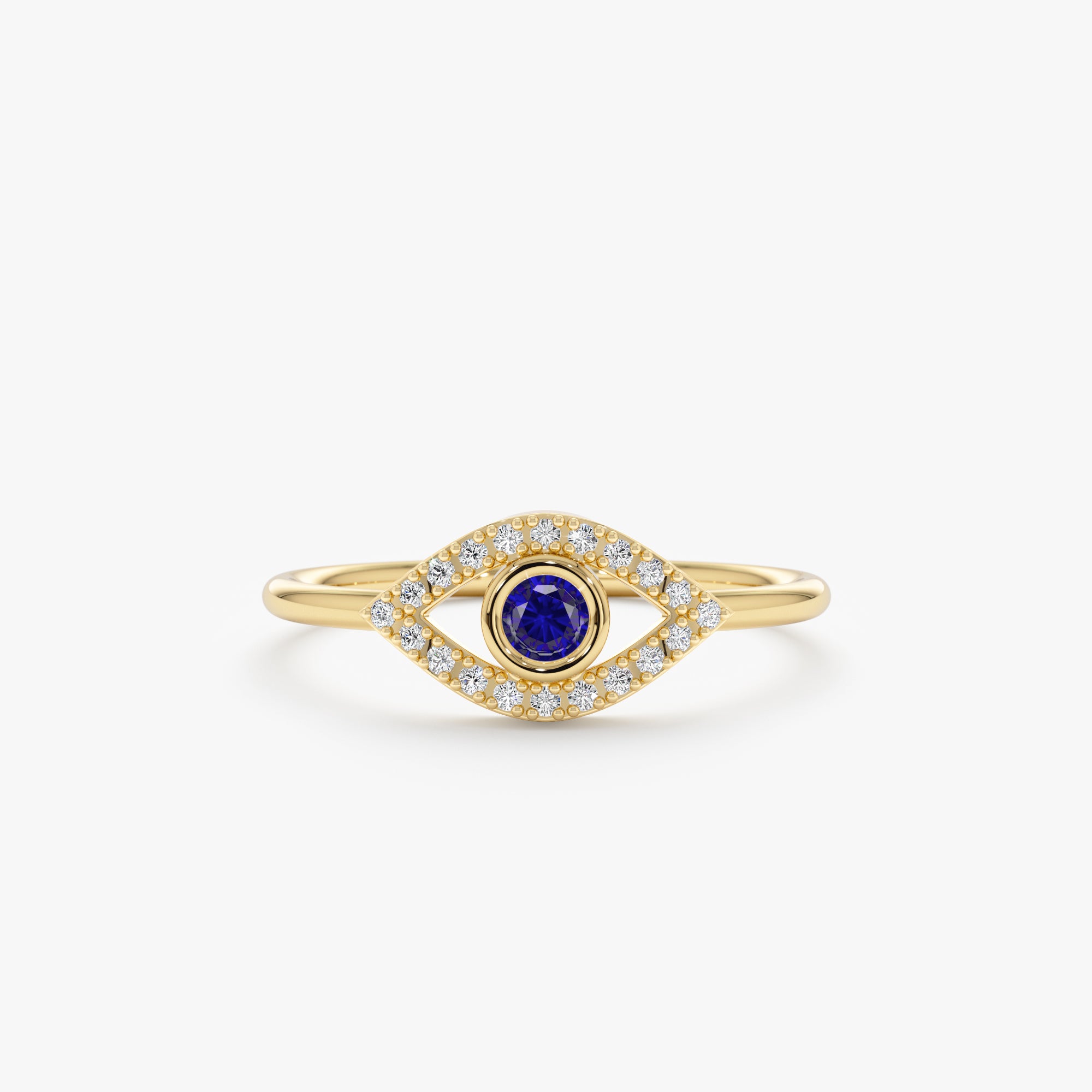 Gold Sapphire and Diamond Evil Eye Ring