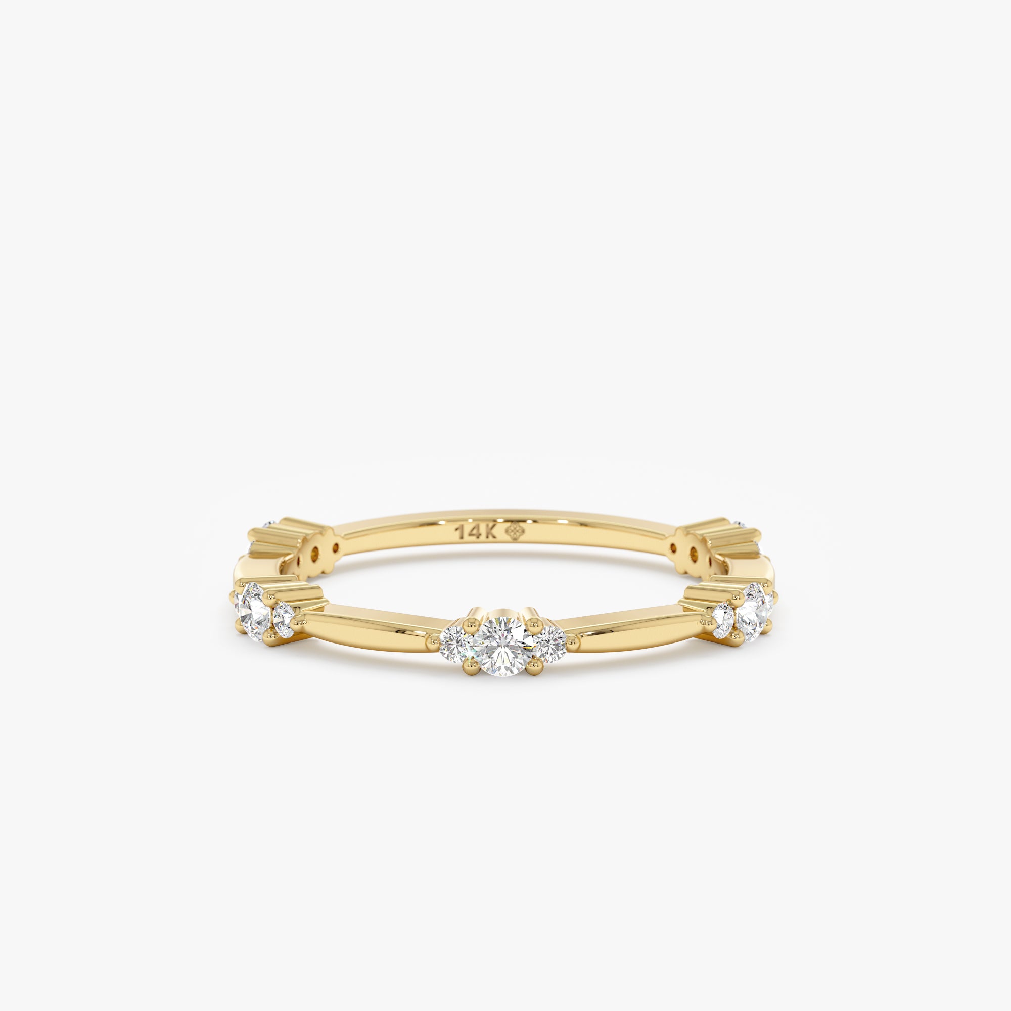 Solid Gold Natural Diamond Cluster Ring