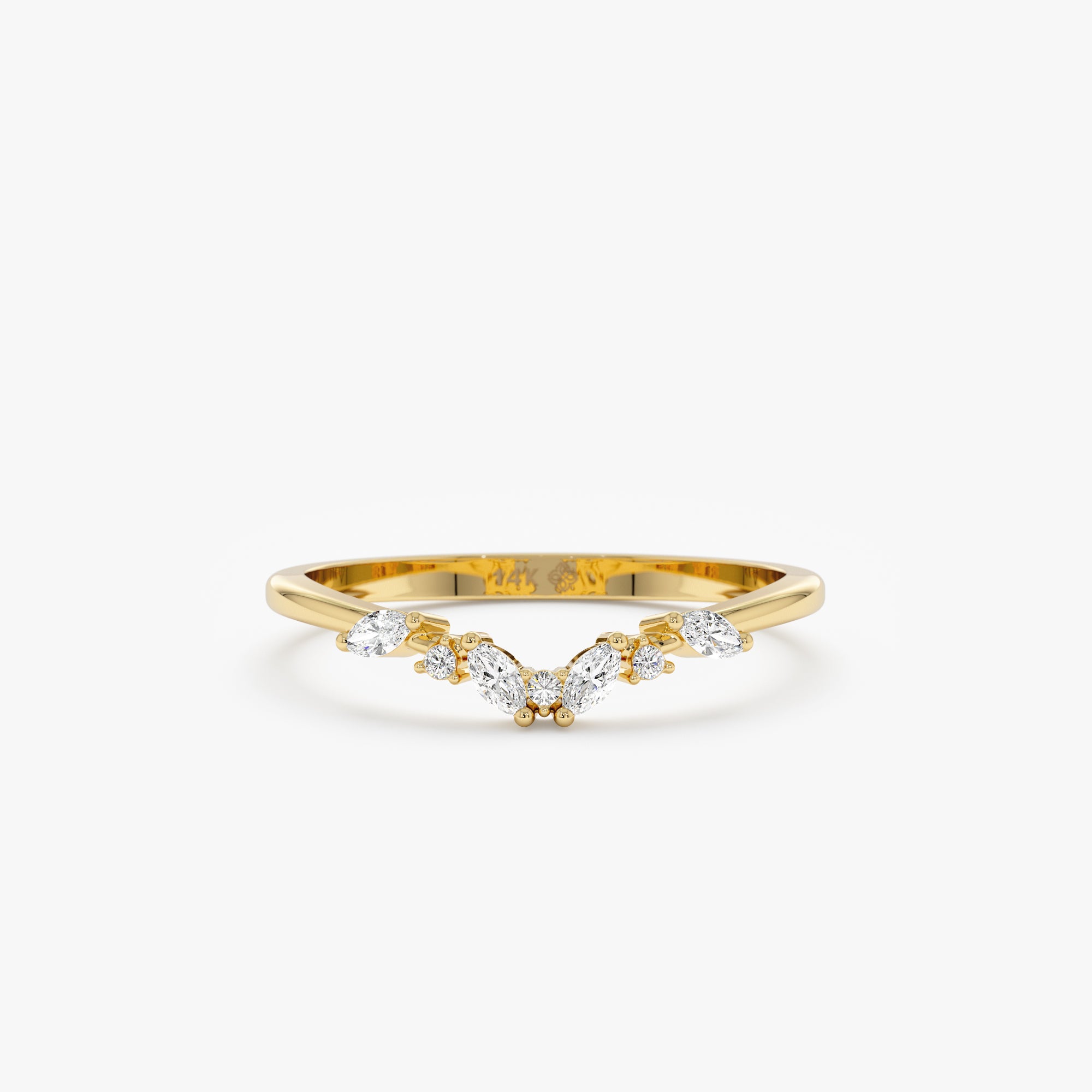 Natural Diamond Nesting Ring In Solid Gold